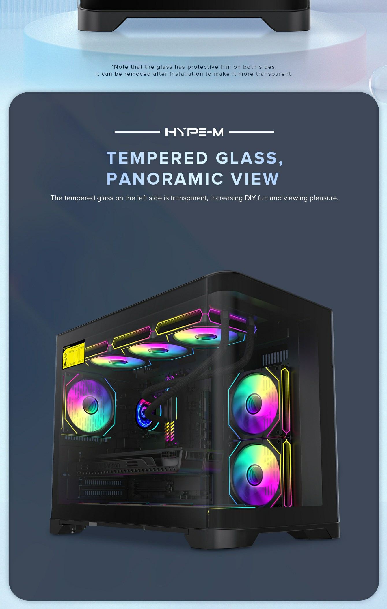 GAMEMAX HYPE- M Black Micro -ATX USB3.0 Front Curve Tempered Glass Computer Case w/3 x ARGB Fans ...